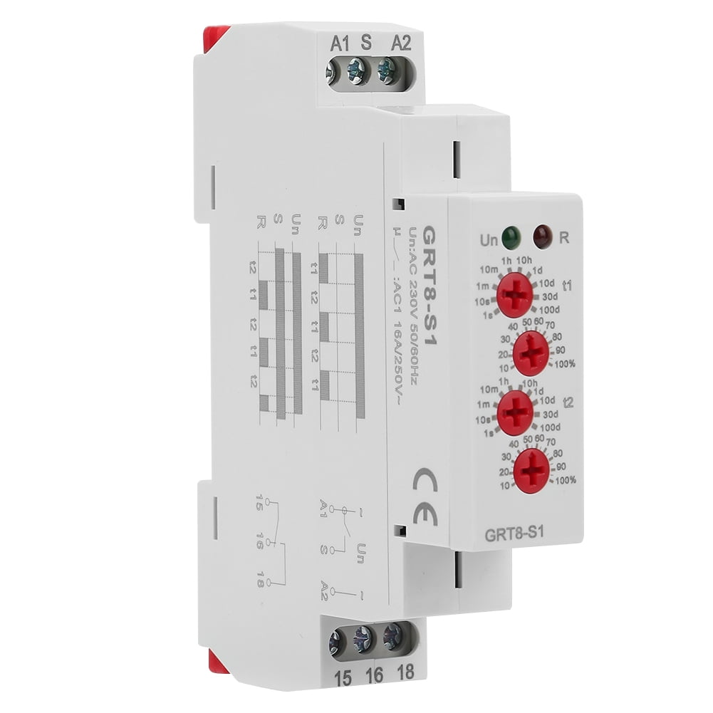 GRT8-S1 Mini Asymmetric Cycle Timer ON/OFF Repeat Cycle Time Relay AC ...