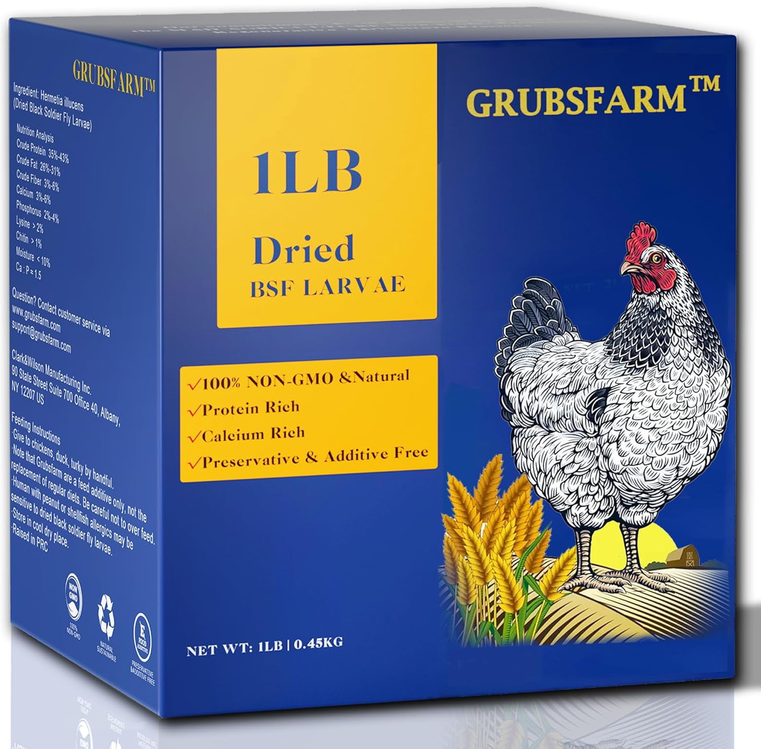 GRUBSFARM Black Soldier Fly Larvae-Chicken Treats 1LB-100% Natural Non ...