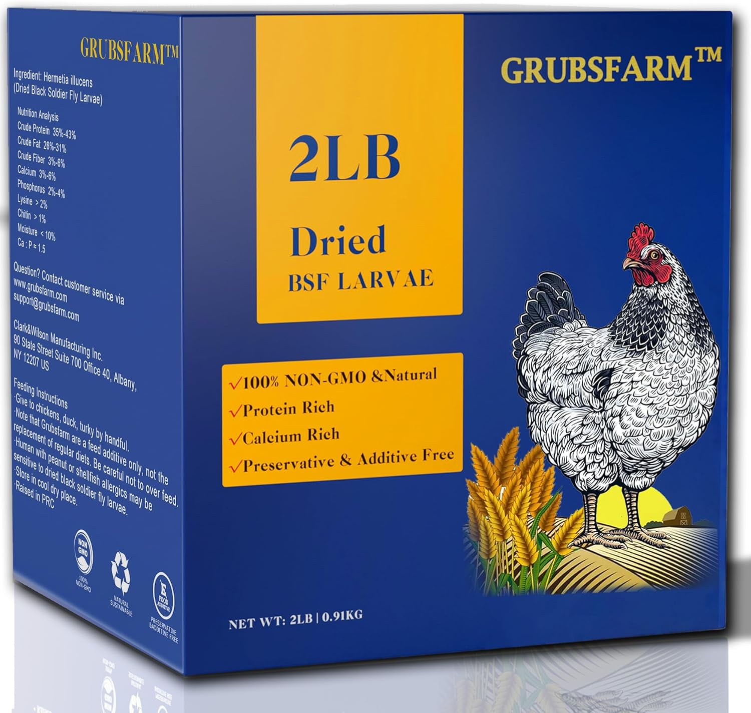 GRUBSFARM Black Soldier Fly Larvae-Chicken Treats 2LB-100% Natural Non ...