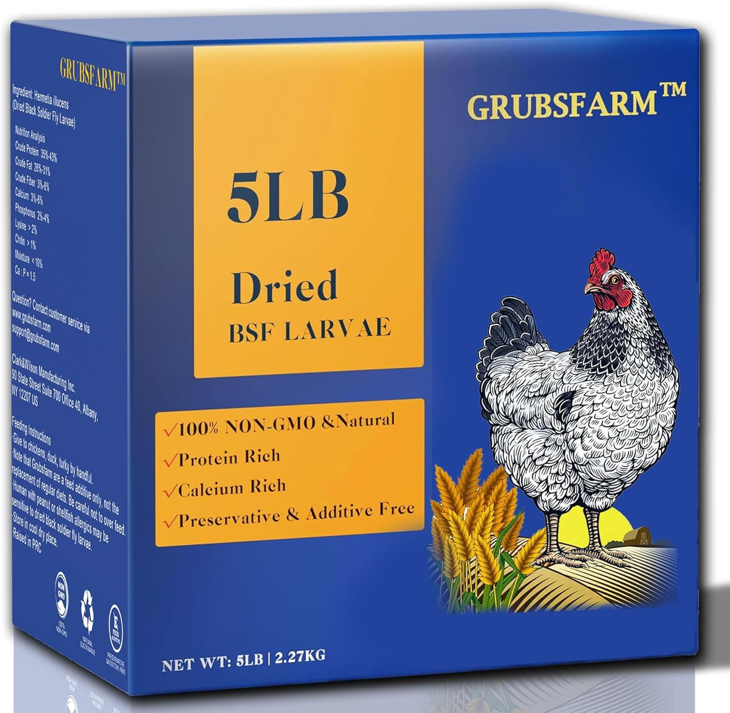 GRUBSFARM Black Soldier Fly Larvae-Chicken Treats 5LB-100% Natural Non ...