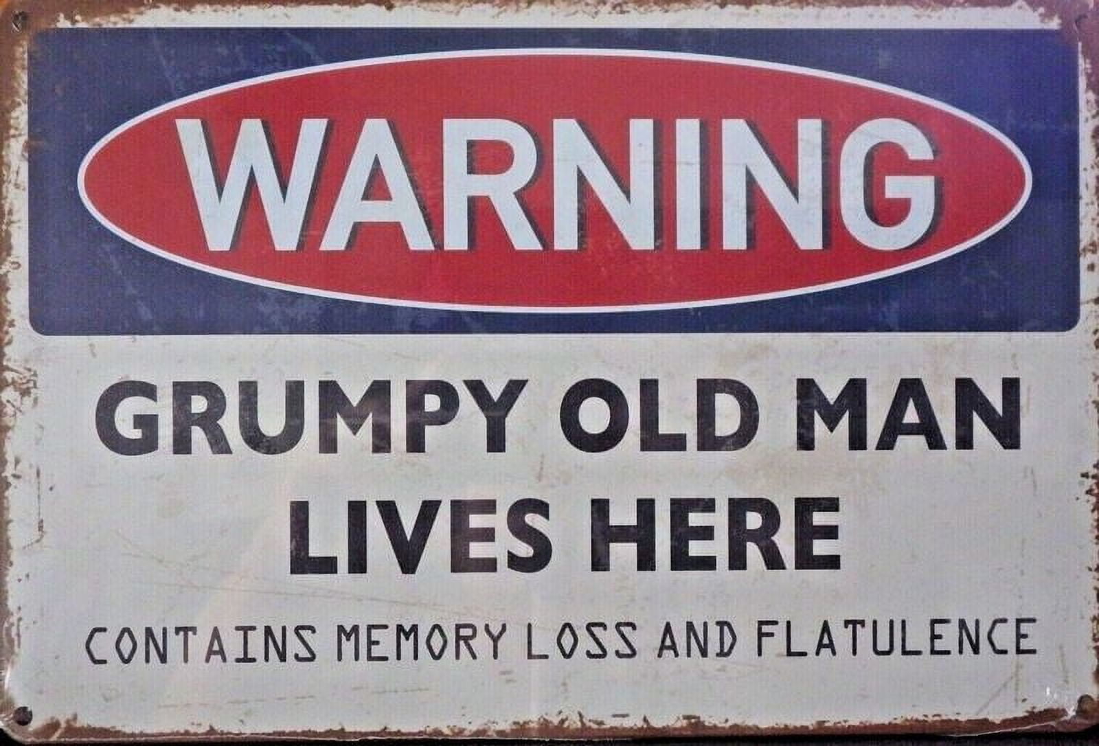 GRUMPY OLD MAN LIVES HERE Rustic Metal Sign Vintage Tin Shed Garage Bar ...