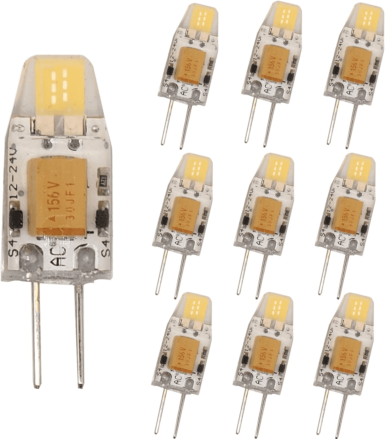 GRV 10Pcs G4 LED 2W 0705 COB SMD LED Bulb,Dimmable DC12-24V Cool White ...