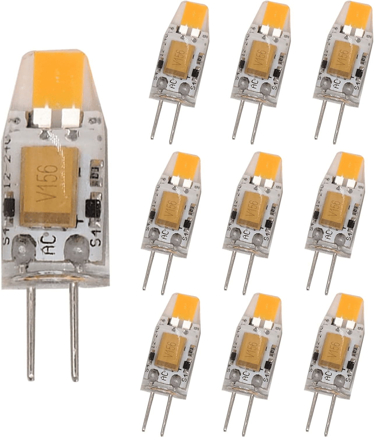 GRV 10Pcs G4 LED 2Watts 0705 COB SMD LED Bulb,Dimmable DC12V-24V Warm ...