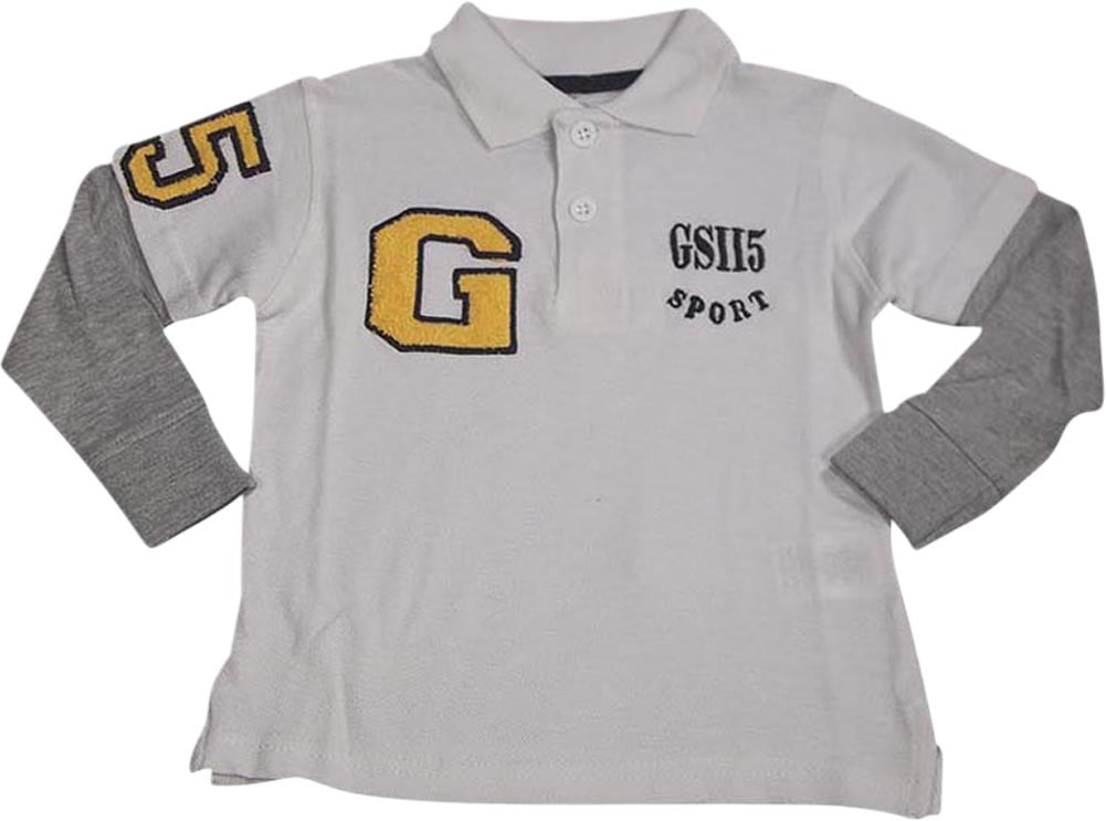 GS-115 - Little Boys Long Sleeve Polo Top 31704-5 (white grey ...