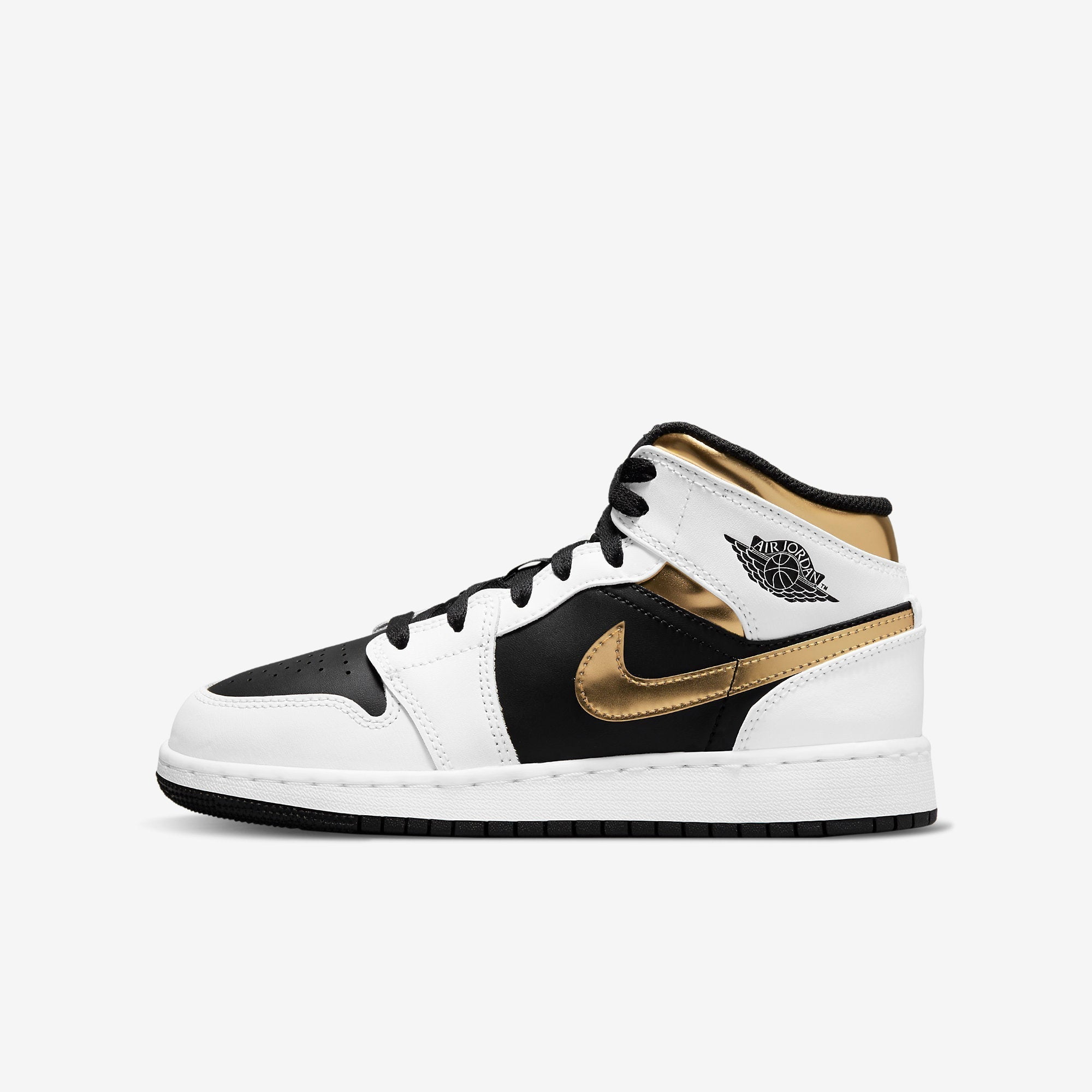 (GS) Air Jordan 1 Mid 'White / Gold' (2021) 554725-190 - Walmart.com