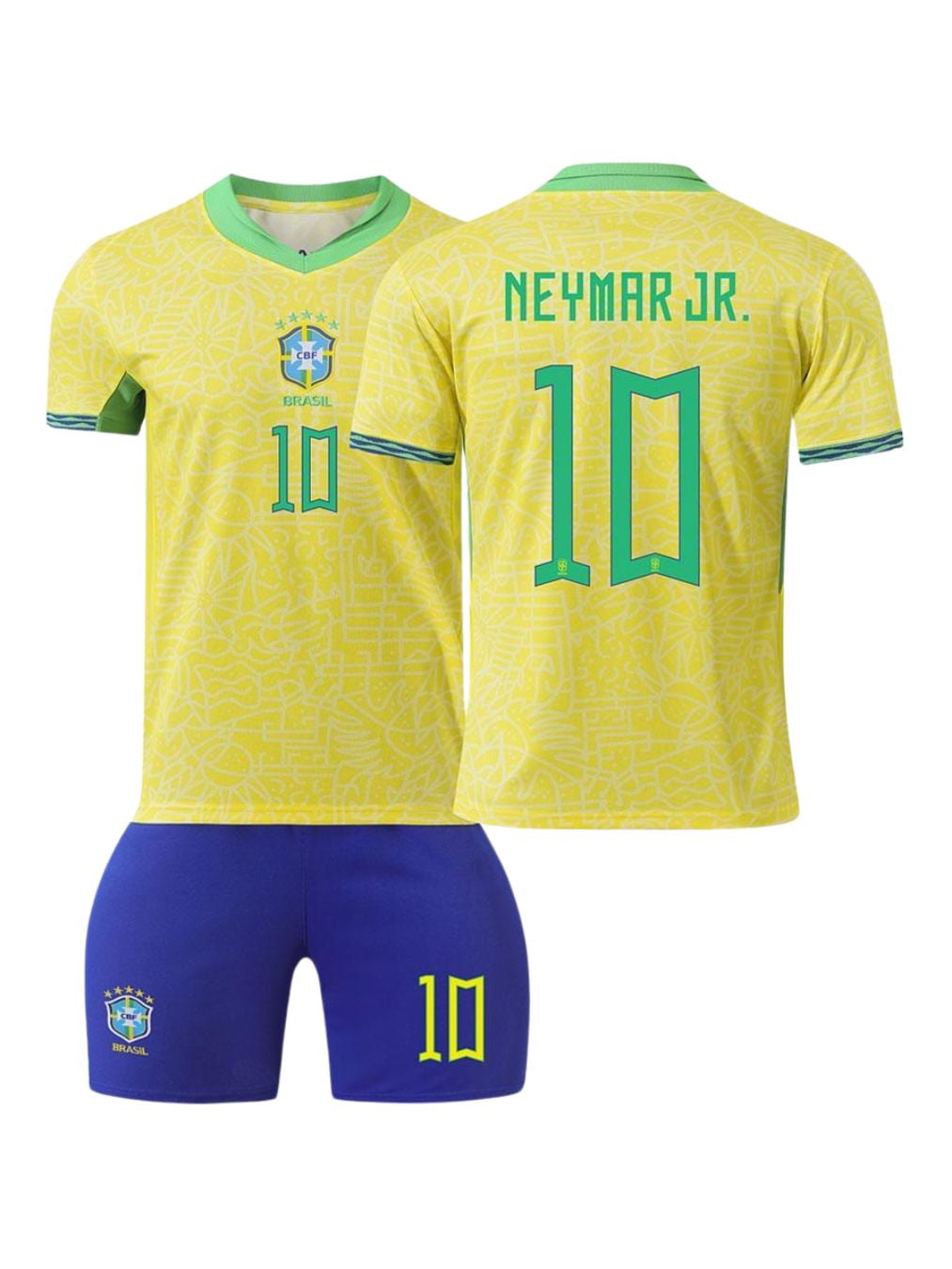 GS Neymar Jr. #10 Kid/Youth Jersey Set - Brazil Home, Unisex, Uniform ...