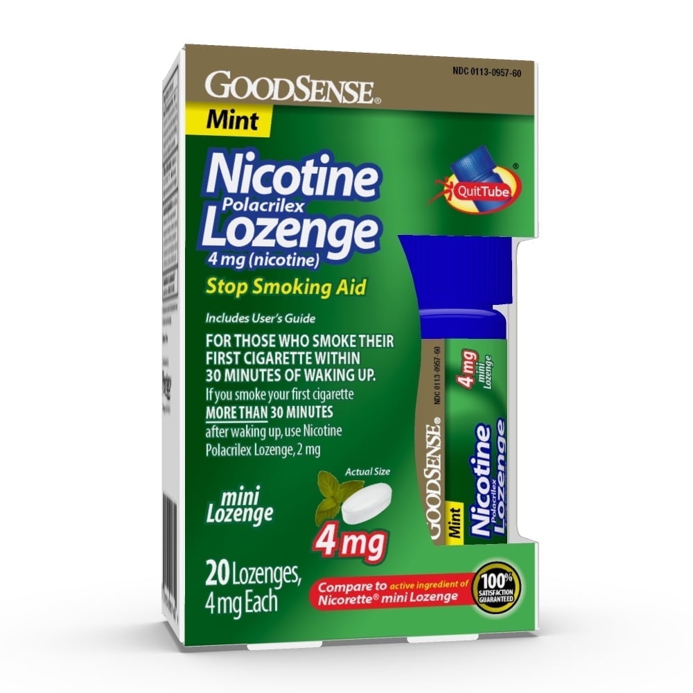 GS Nicotine Mini Lozenge 4mg, Mint, Sugar Free, Stop Smoking Aid, 20 Ct ...