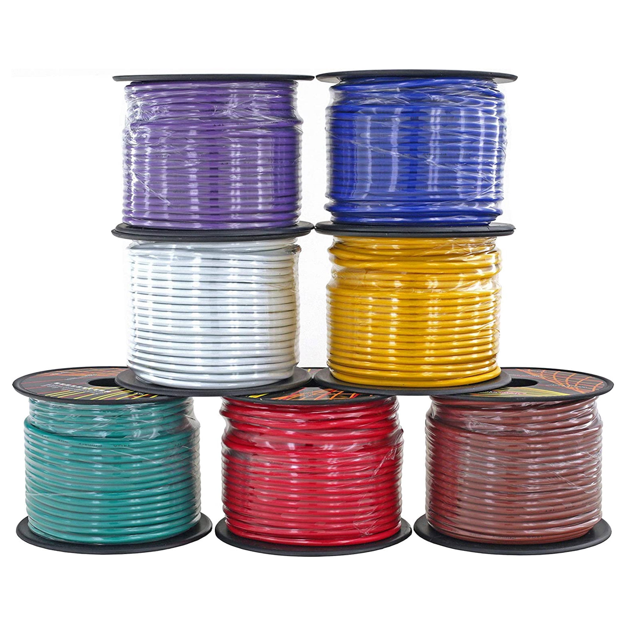 GS Power 14 Gauge General Purpose 12 Volt Wiring, 100 Feet Per Roll, 7 ...