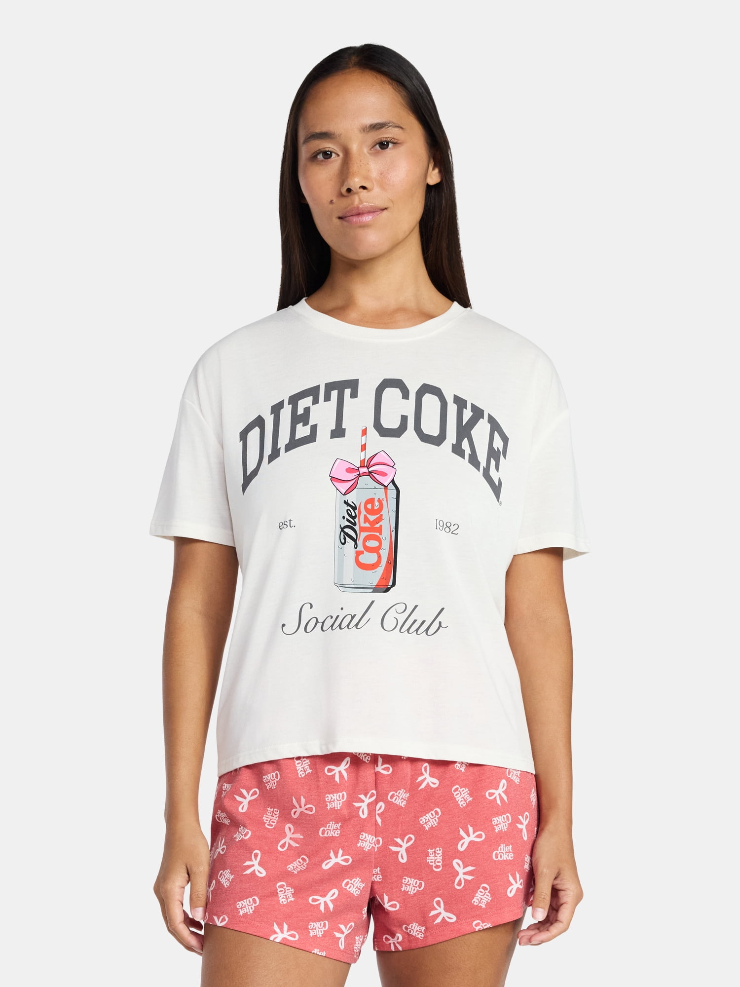 Diet Coke Women's and Women's Plus Sleep Tee and Shorts Pajama Set from ...