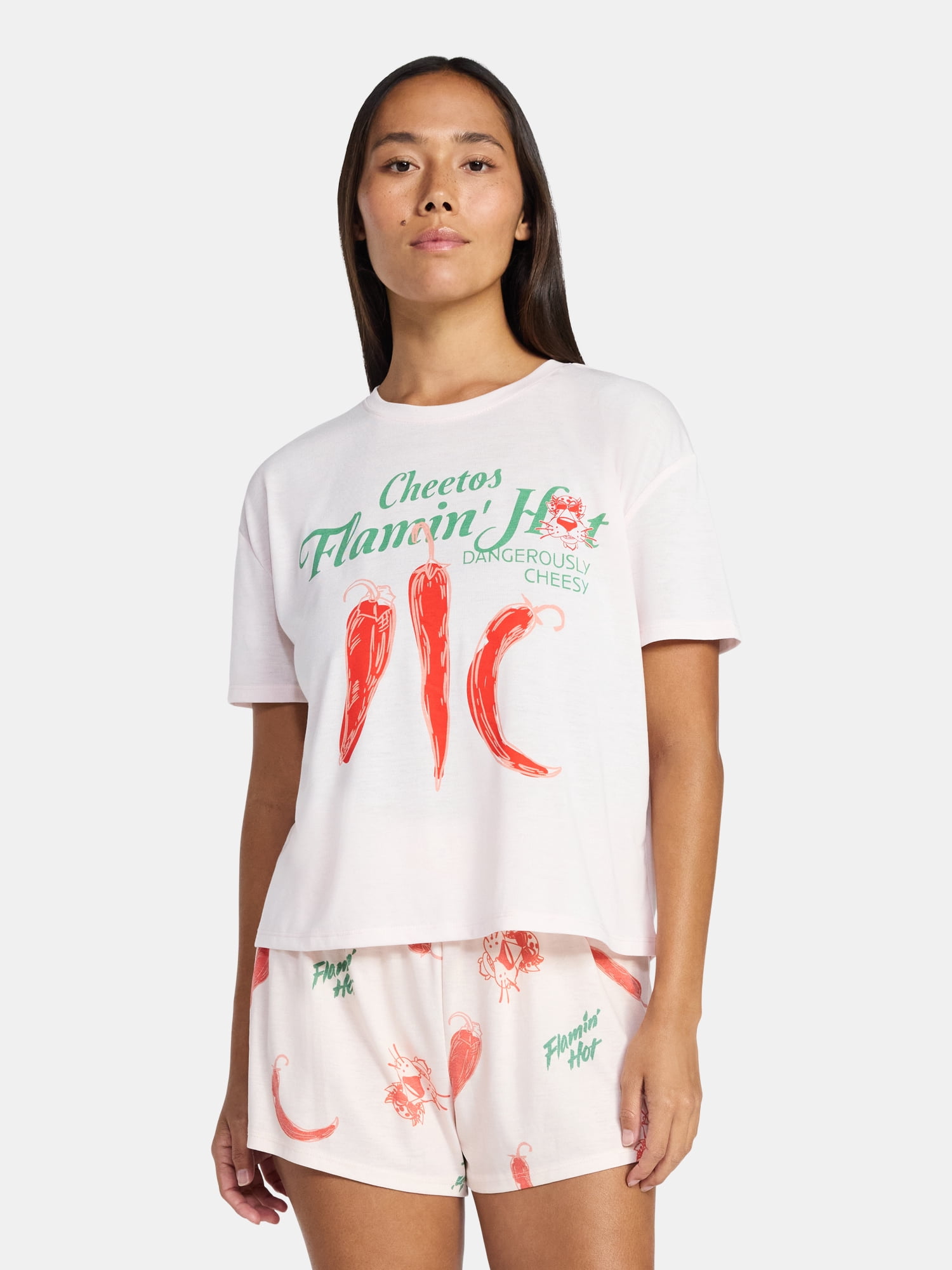 Flaming Hot Cheetos Women's and Women's Plus Sleep Tee and Shorts ...