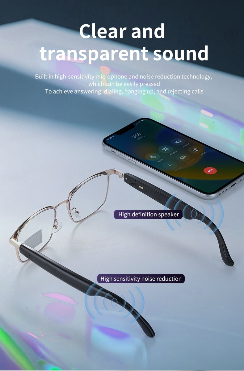 GS06 Smart Color-changing Bluetooth Glasses Body Weight Only 33g Color ...