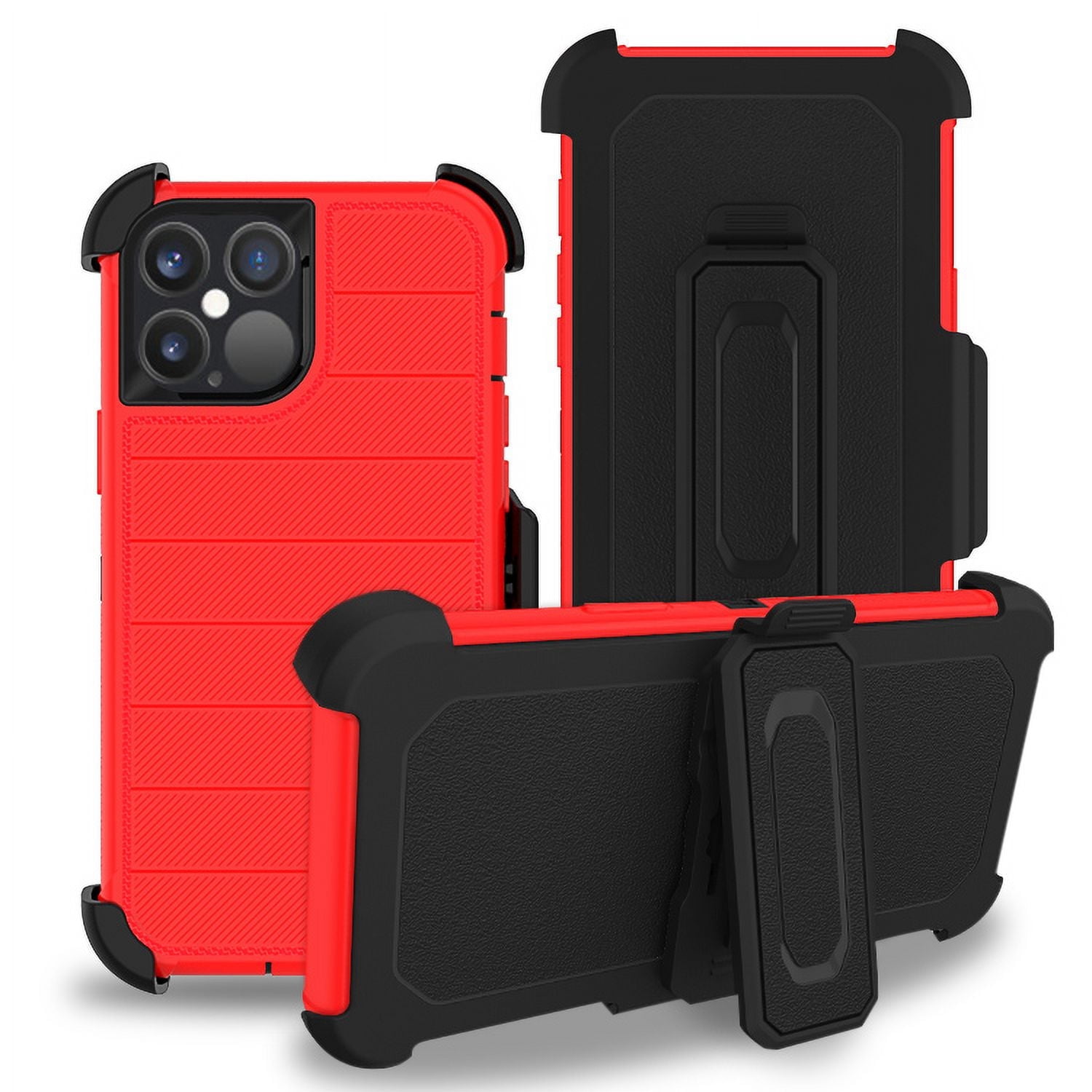 GSA 3-in-1 Textured Stripe Holster Case for iPhone 13 Pro (6.1") - Red ...