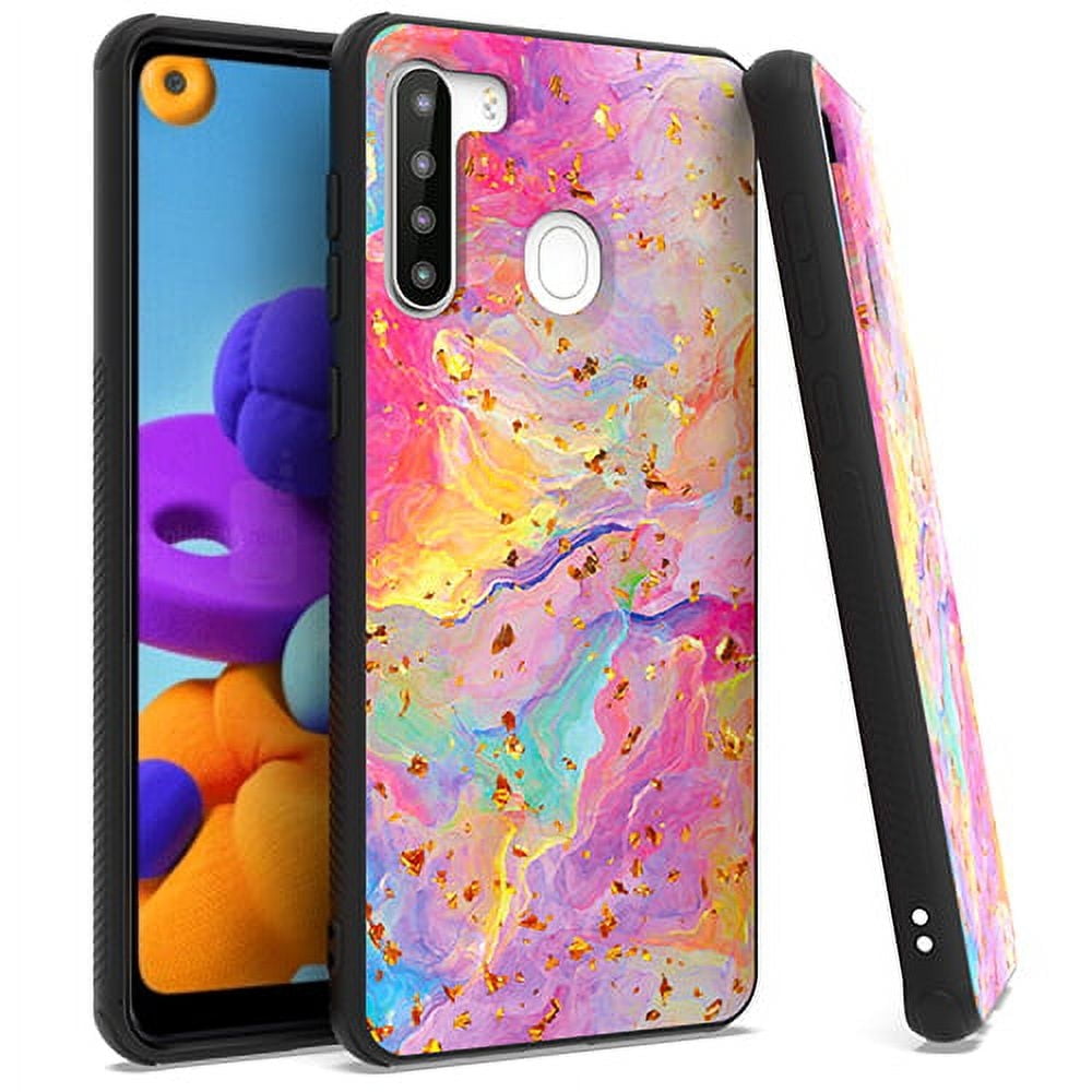 GSA Gold Flake Marble Candy Case for Samsung Galaxy A21 - Rainbow ...