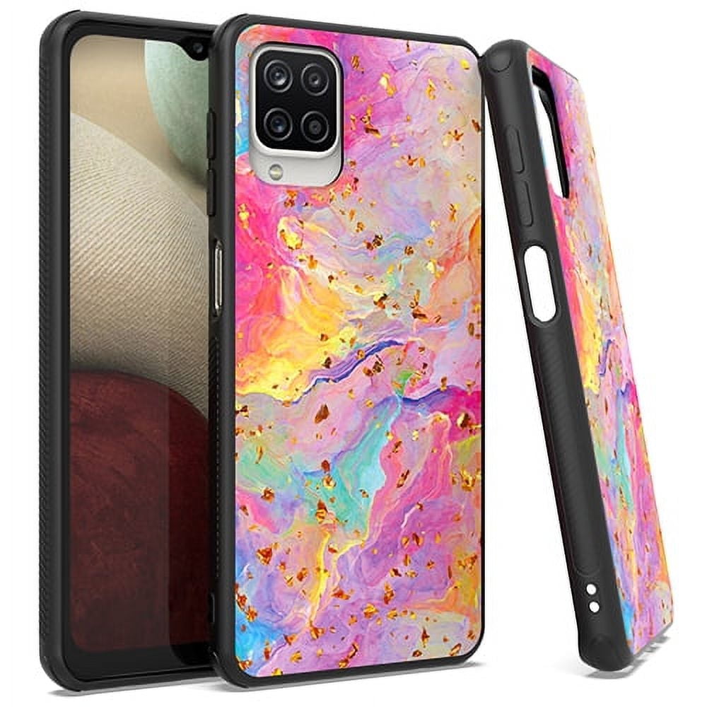 GSA Gold Flake Rainbow Marble Case for Samsung Galaxy A12 - Rainbow ...