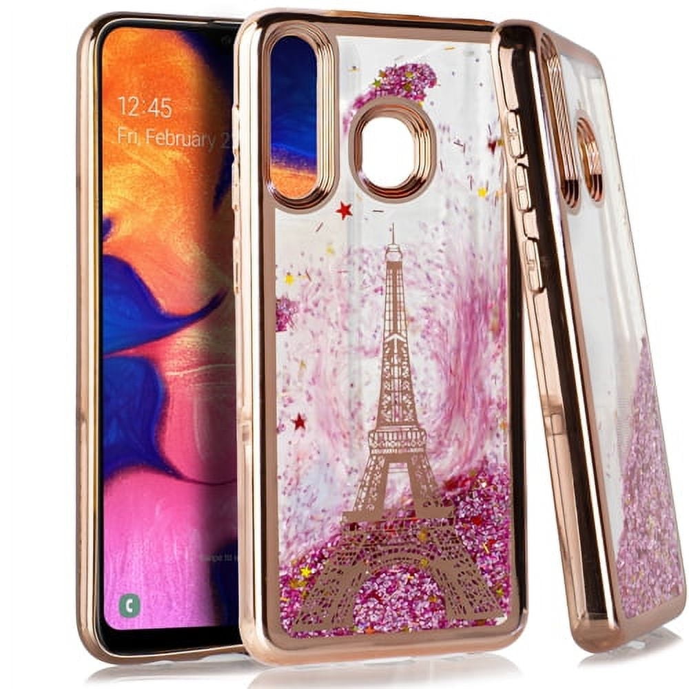 GSA Liquid Glitter Eiffel Tower Case for Samsung Galaxy A20/A50 - Rose ...