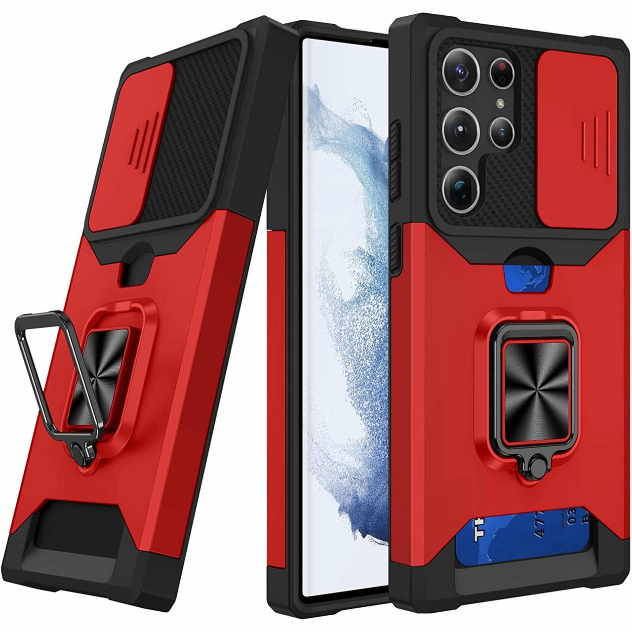 GSA Multi-Functional Hybrid Case for Samsung S22 Ultra - Red/Black ...