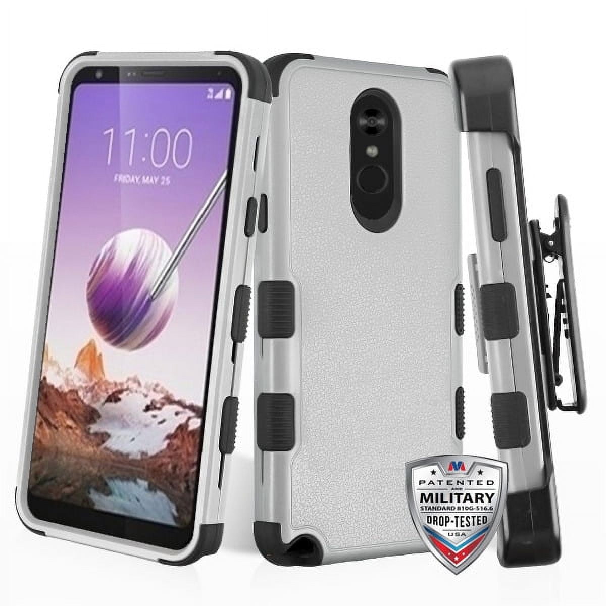 GSA Natural Tuff Grade Hybrid Case w/Holster For LG Stylo 5 -Gray Black ...
