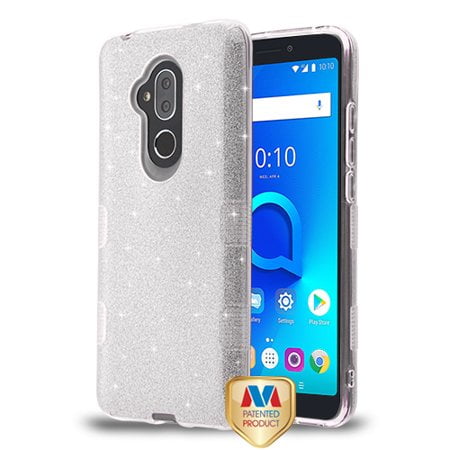 GSA TUFF Look Glitter Hybrid Case Silver for Alcatel 7 Folio, 6062, T ...