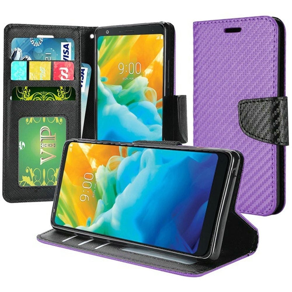 GSA Textured Carbon Flip Wallet Case For LG Stylo 5 - Purple/Black ...