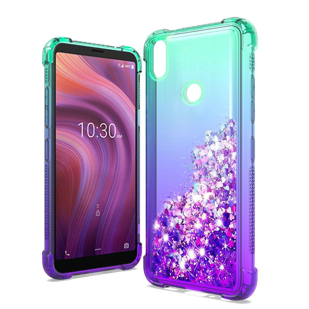 GSA Two-Tone Liquid Glitter Candy Case for Alcatel 3V (2019) - Teal ...