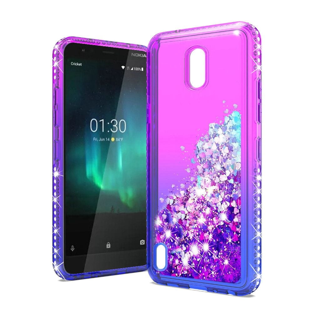 GSA Two-Tone Liquid Glitter Candy Case for Nokia 3.1c - Hot Pink/Purple ...
