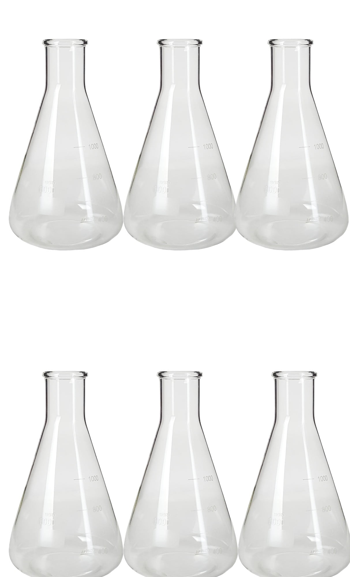 GSC International EF1000-PK Erlenmeyer Flask, Standard Neck, 1000ml, Pack of 6 - Walmart.com