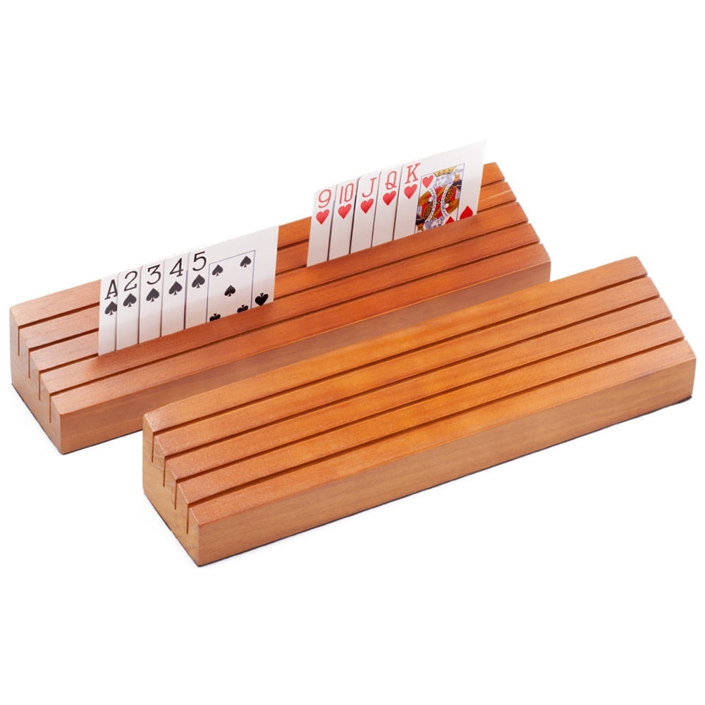 GSE Games & Sports Expert 14" Wooden Card Tray Holders, 4-Layer Rack ...