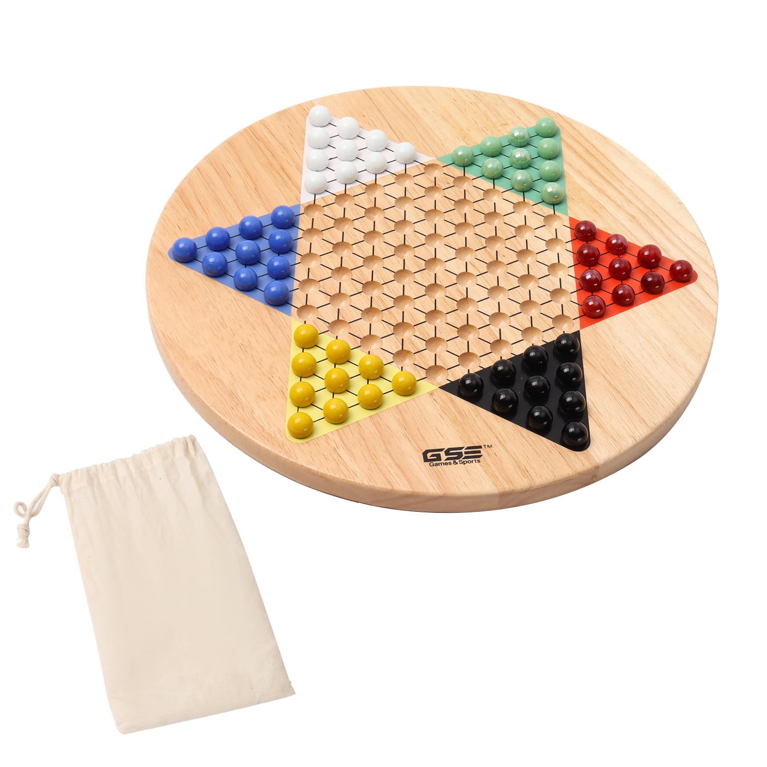 "GSE Games & Sports Expert 15"" Jumbo Oak Wood Chinese Checker Set with ...