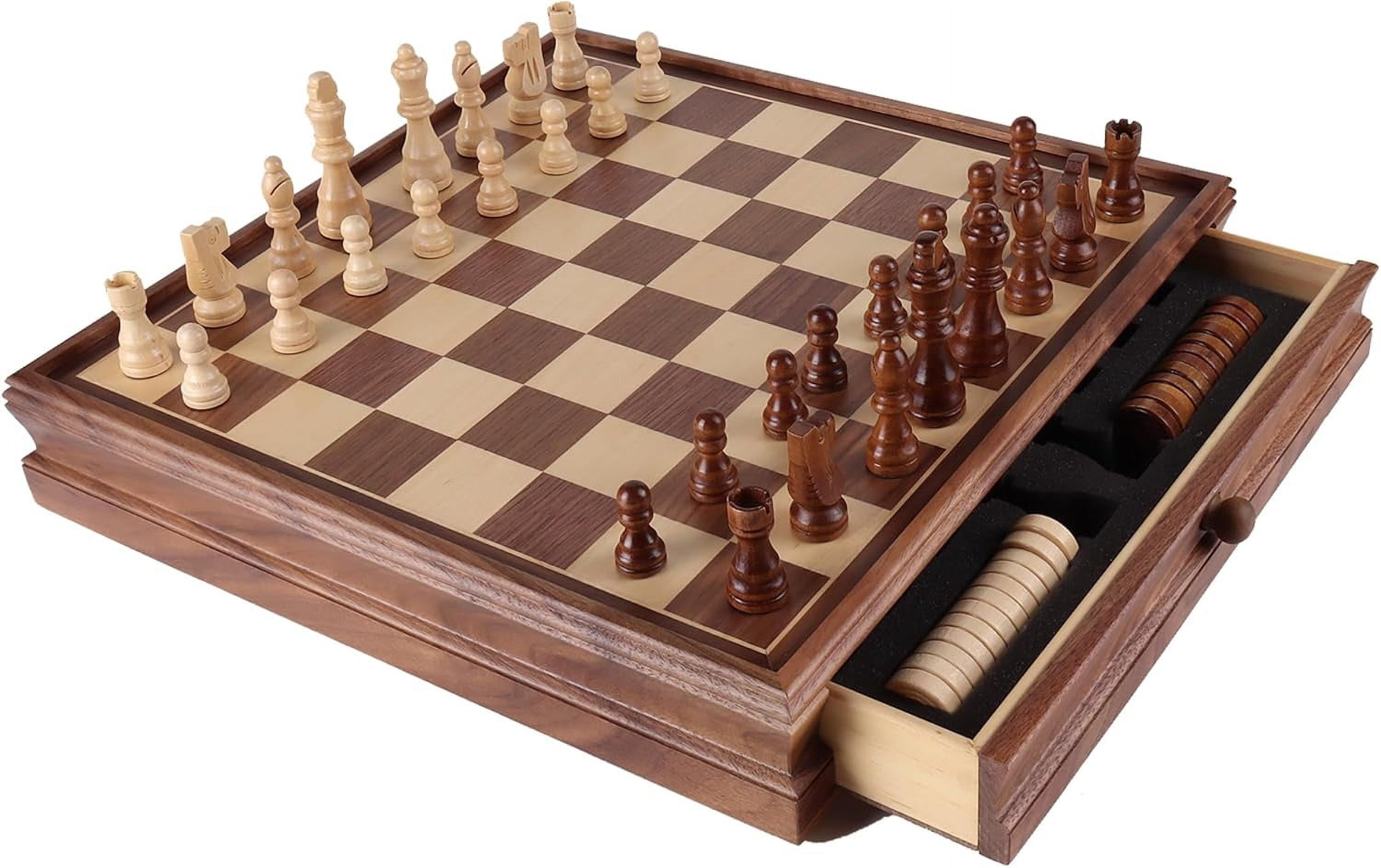 GSE Games & Sports Expert 15" Large Wooden 2-in-1 Chess and Checkers ...