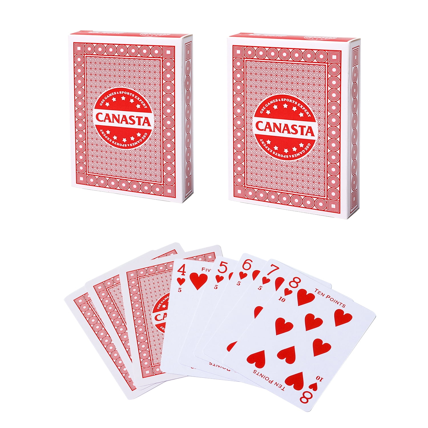 GSE Games & Sports Expert 2 Decks Canasta Playing Card Game Set with ...