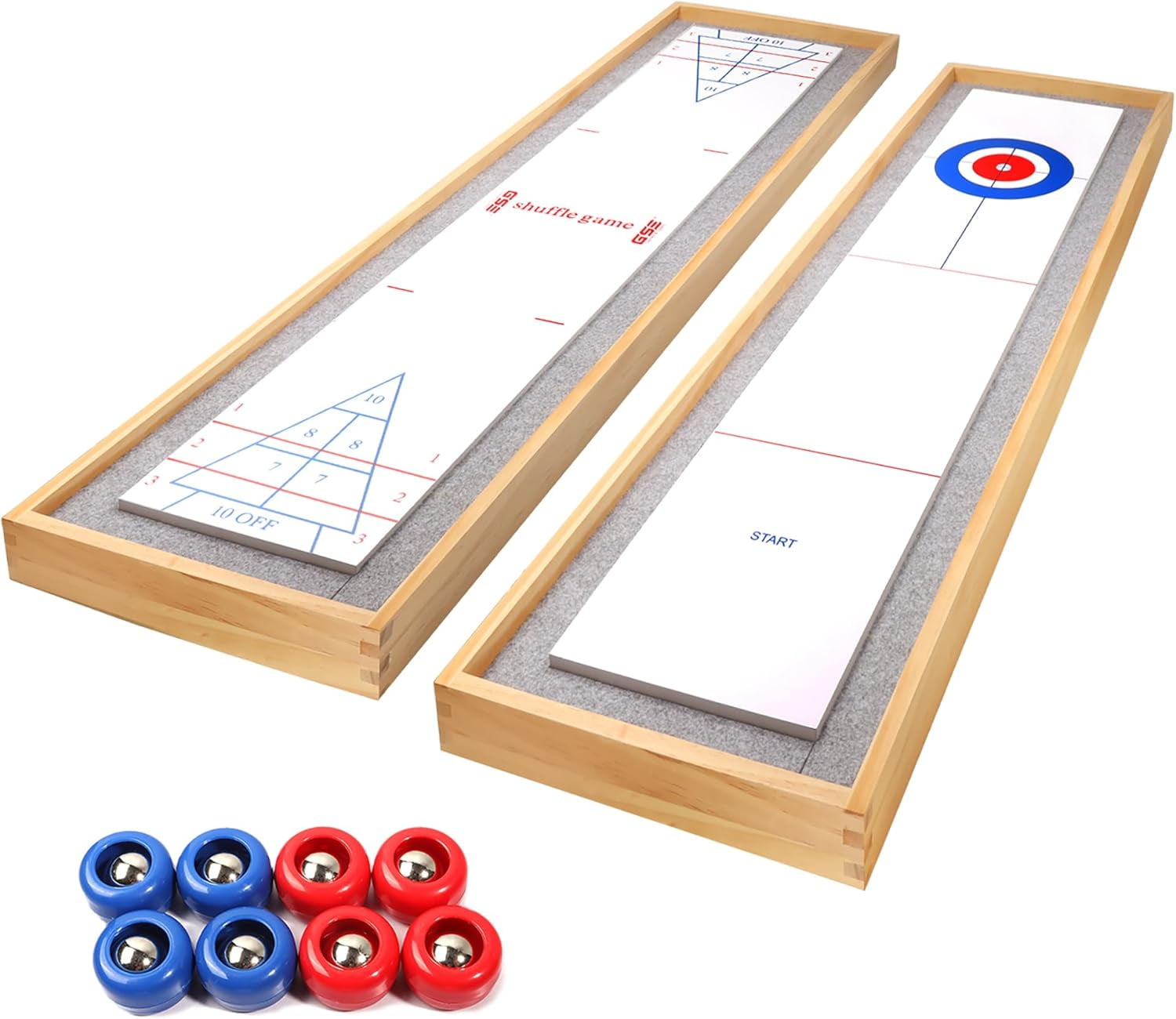 GSE Games & Sports Expert 2-in-1 Solid Wood Mini Shuffleboard and Curling Tabletop Game Board ...