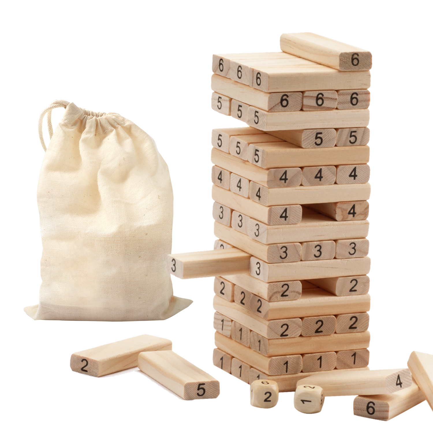 YardGames Giant Tumbling Timbers Wood Stacking Game with 56 Stained ...
