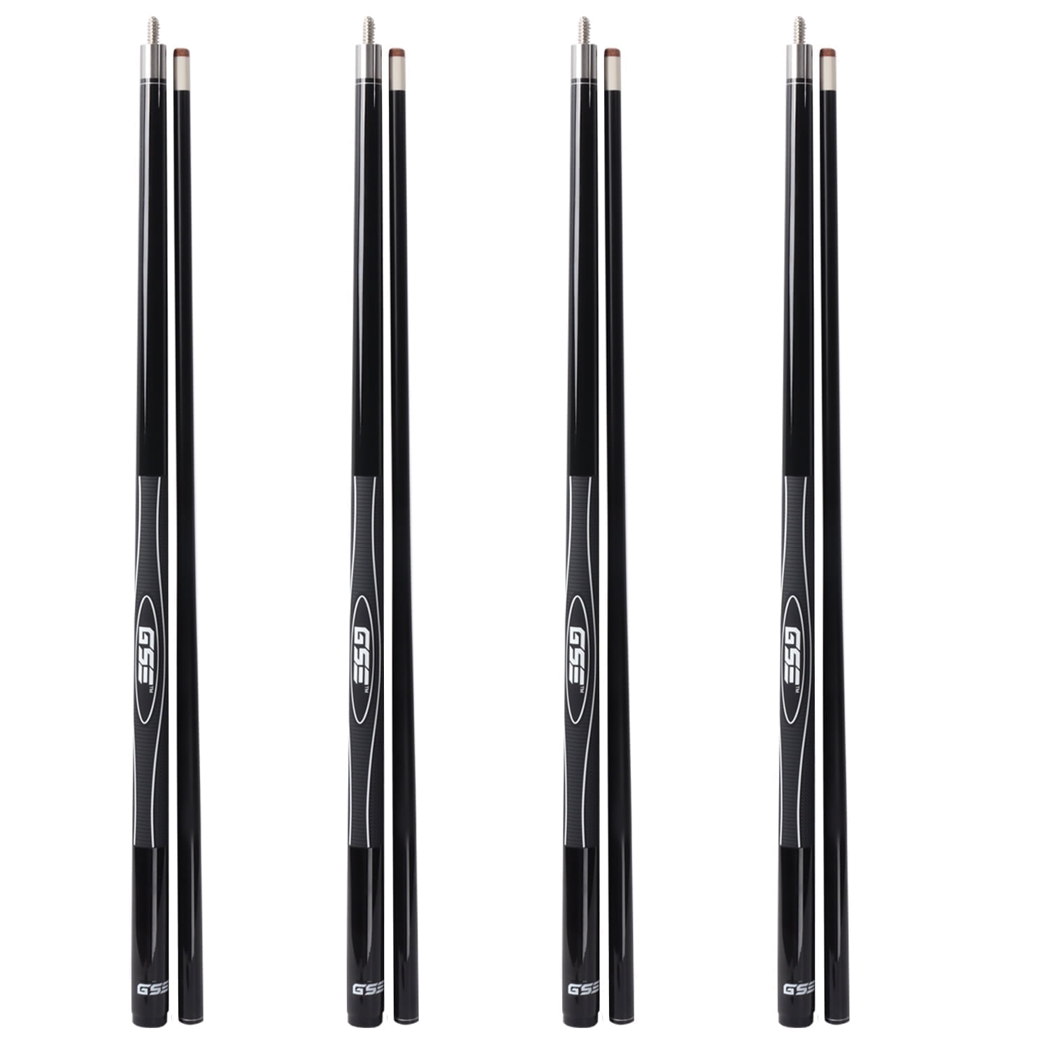 "GSE 58"" 2-Piece Fiberglass Graphite Pool Cue Sticks Set of 4 (18-21oz ...
