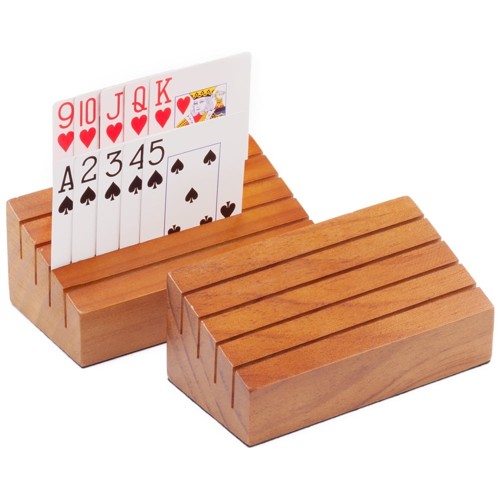 GSE Games & Sports Expert 6" Wooden Playing Card Holders, Wood Playing ...