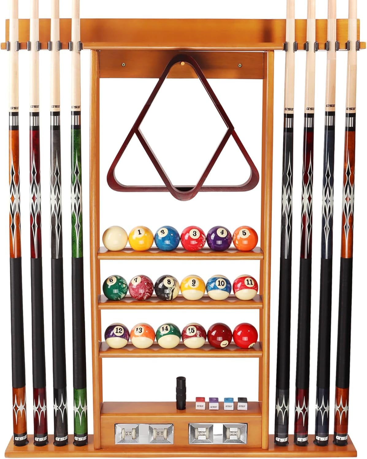 GSE Games & Sports Expert 8 Pool Cue Wall Rack with Score Counter, Pool ...