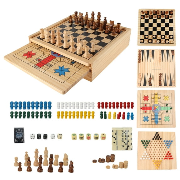 GSE Games & Sports Expert 9-in-1 Wooden Game Combo Set for Adults ...