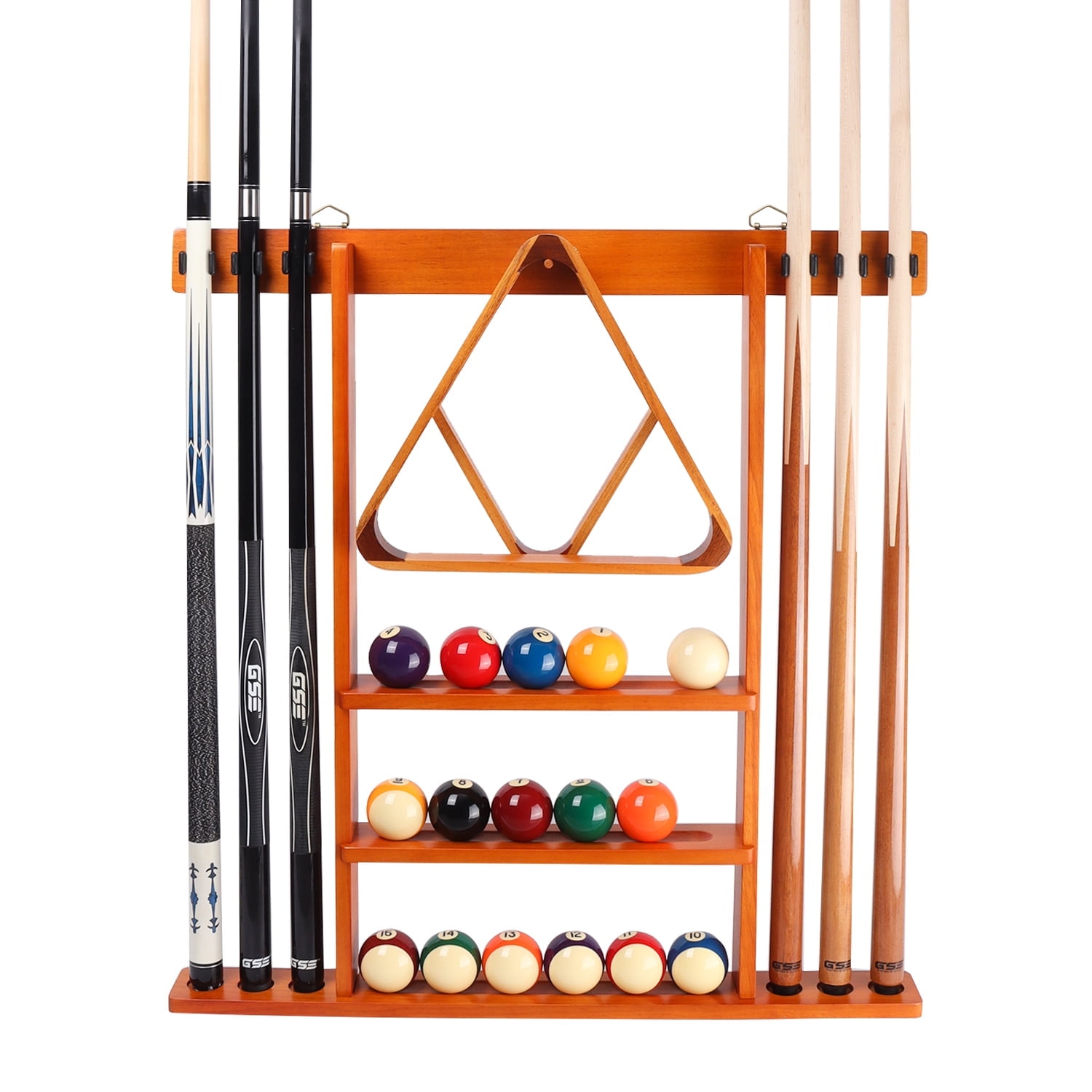 GSE Games & Sports Expert Billiard Pool Cue Stick Hanging Wall Mounting ...