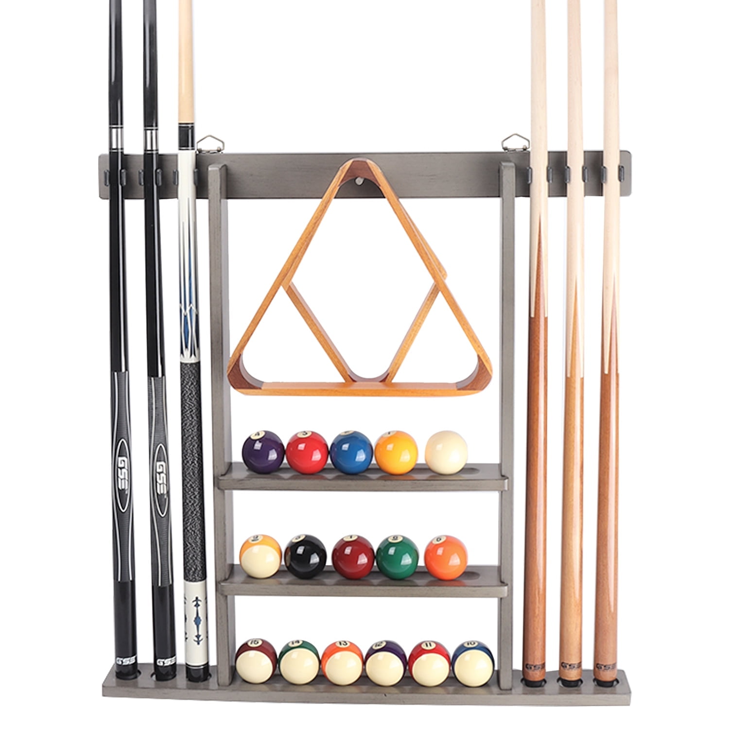 GSE Games & Sports Expert Billiard Pool Cue Stick Hanging Wall Mounting ...