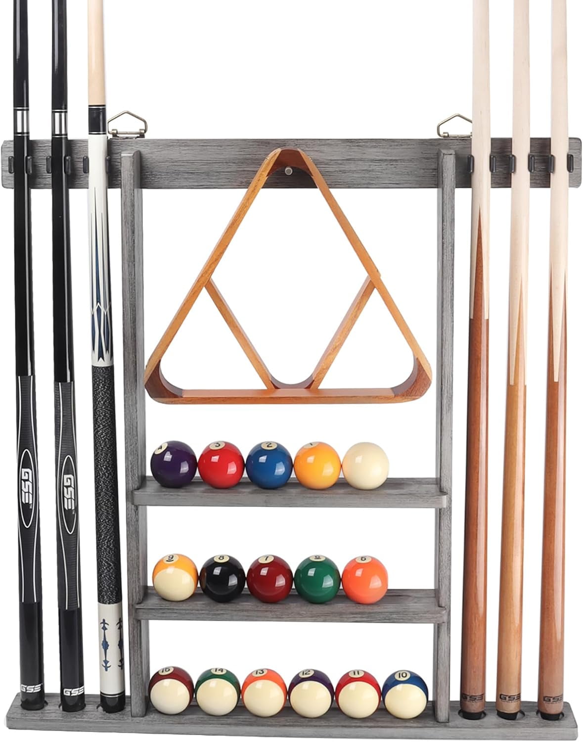 GSE Games & Sports Expert Billiard Pool Cue Stick Hanging Wall Mounting ...