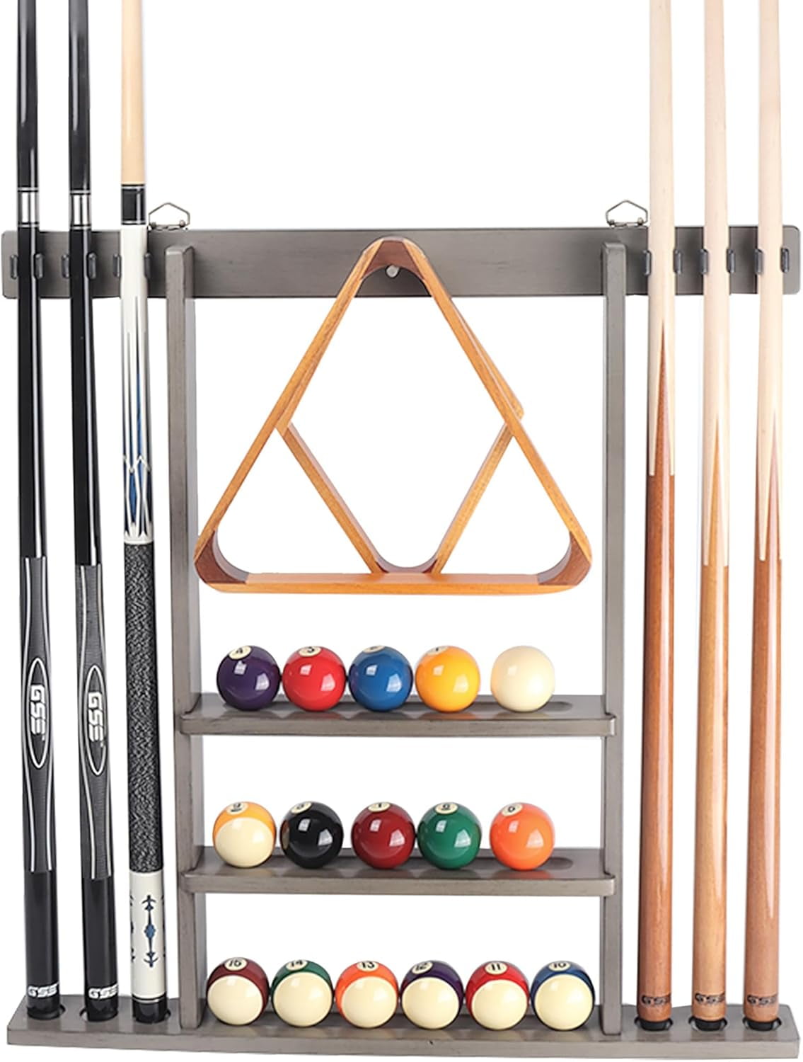 GSE Games & Sports Expert Billiard Pool Cue Stick Hanging Wall Mounting ...