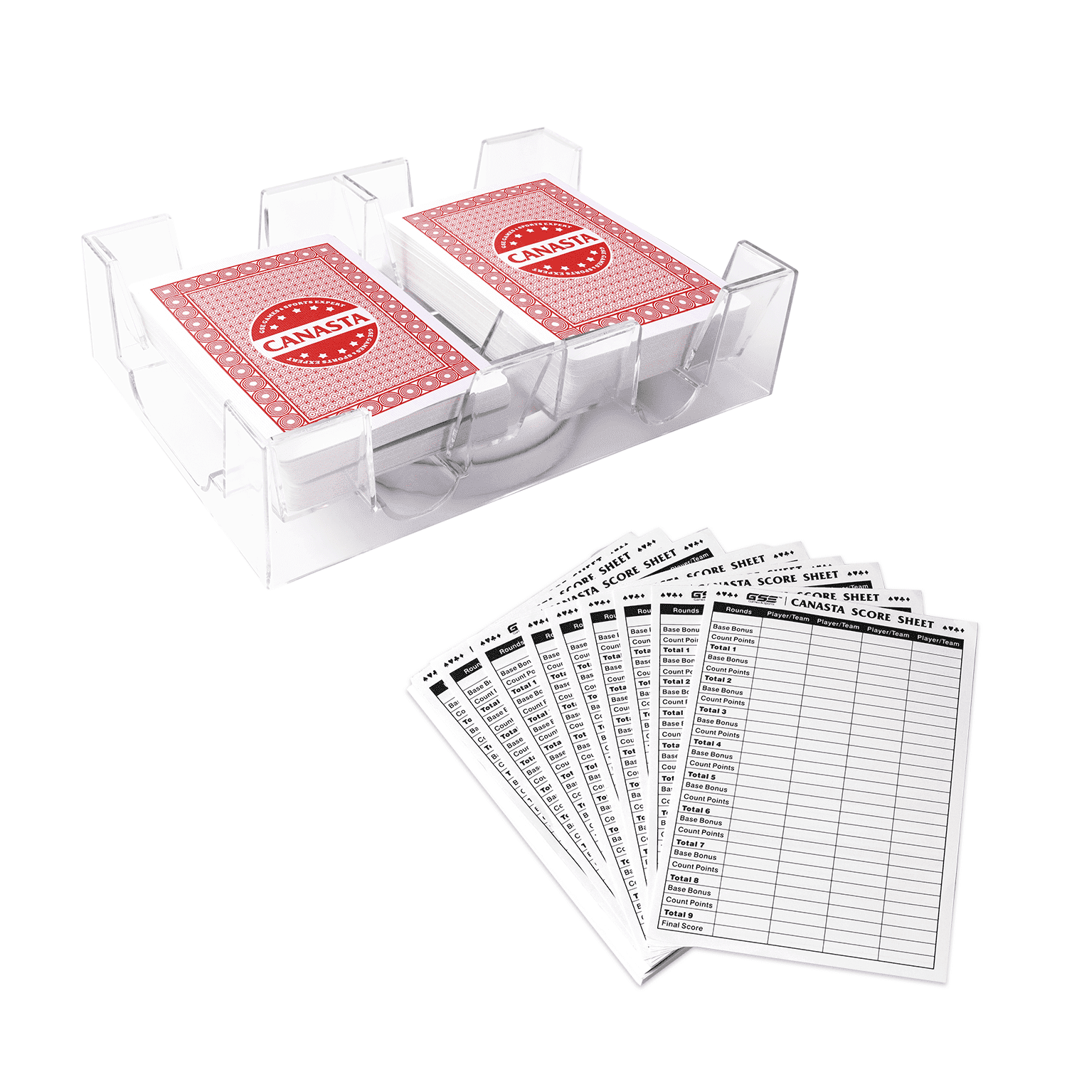 GSE Games & Sports Expert Canasta Set, 2-Deck Red Plastic Poker Size ...