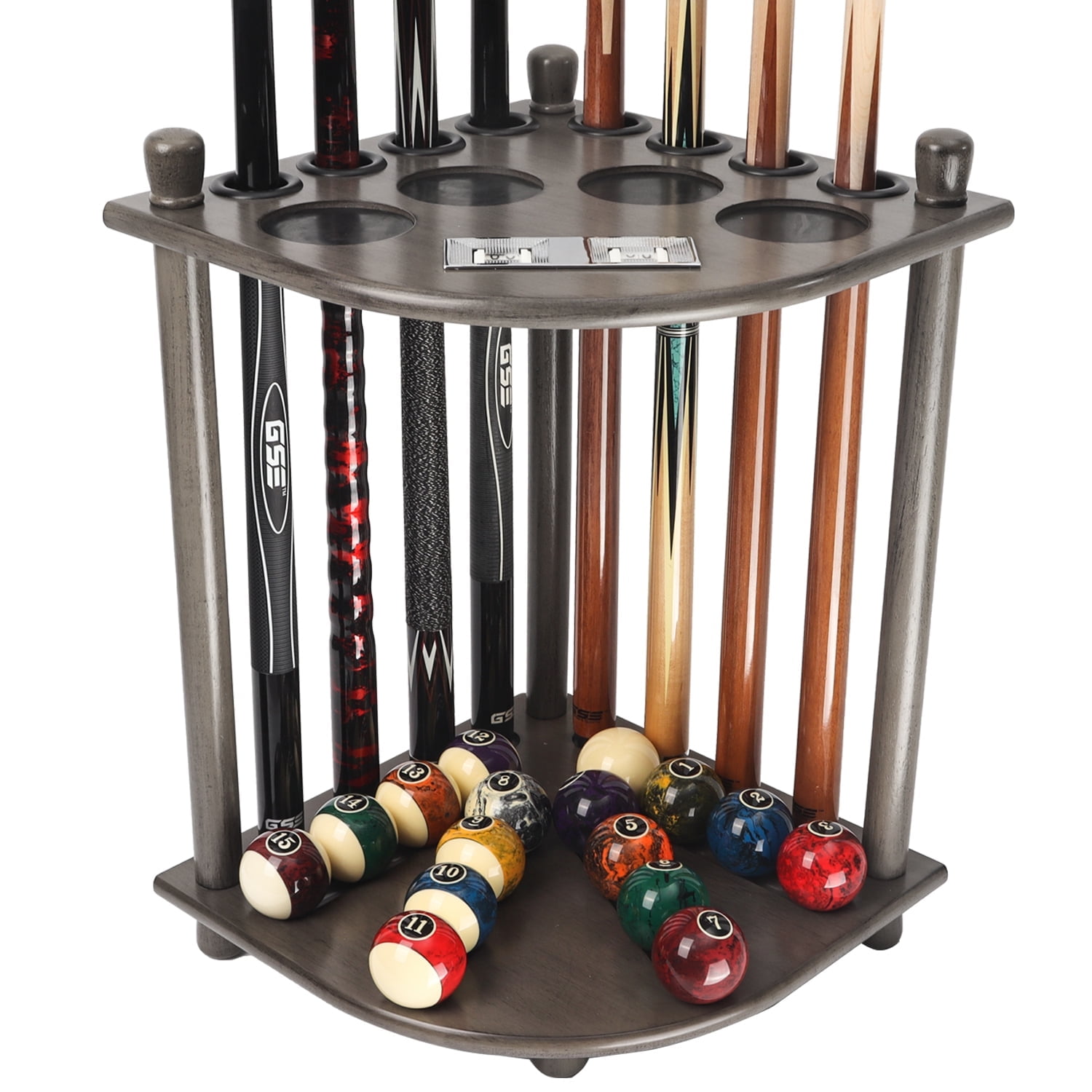 GSE Games & Sports Expert Corner-Style Floor Stand Billiard Pool Cue ...