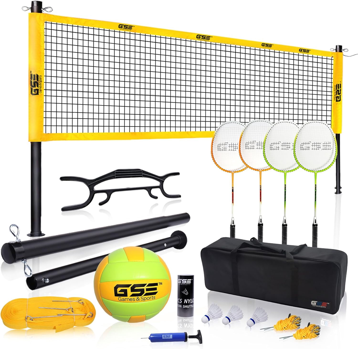 GSE Games & Sports Expert Portable Volleyball & Badminton Combo Set ...