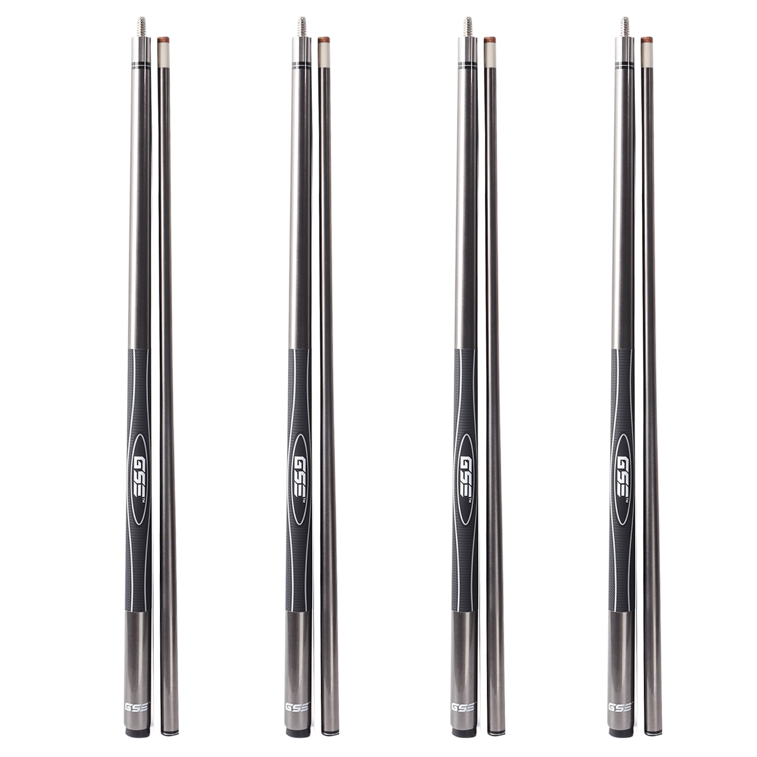 GSE 58" 2-Piece Fiberglass Graphite Pool Cue Sticks Set of 4 (18-21oz ...