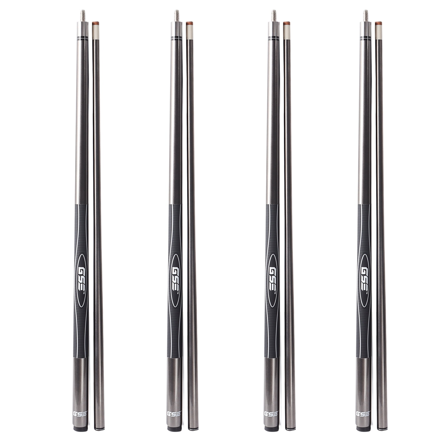 GSE 58" 2-Piece Fiberglass Graphite Pool Cue Sticks Set of 4 (18-21oz ...