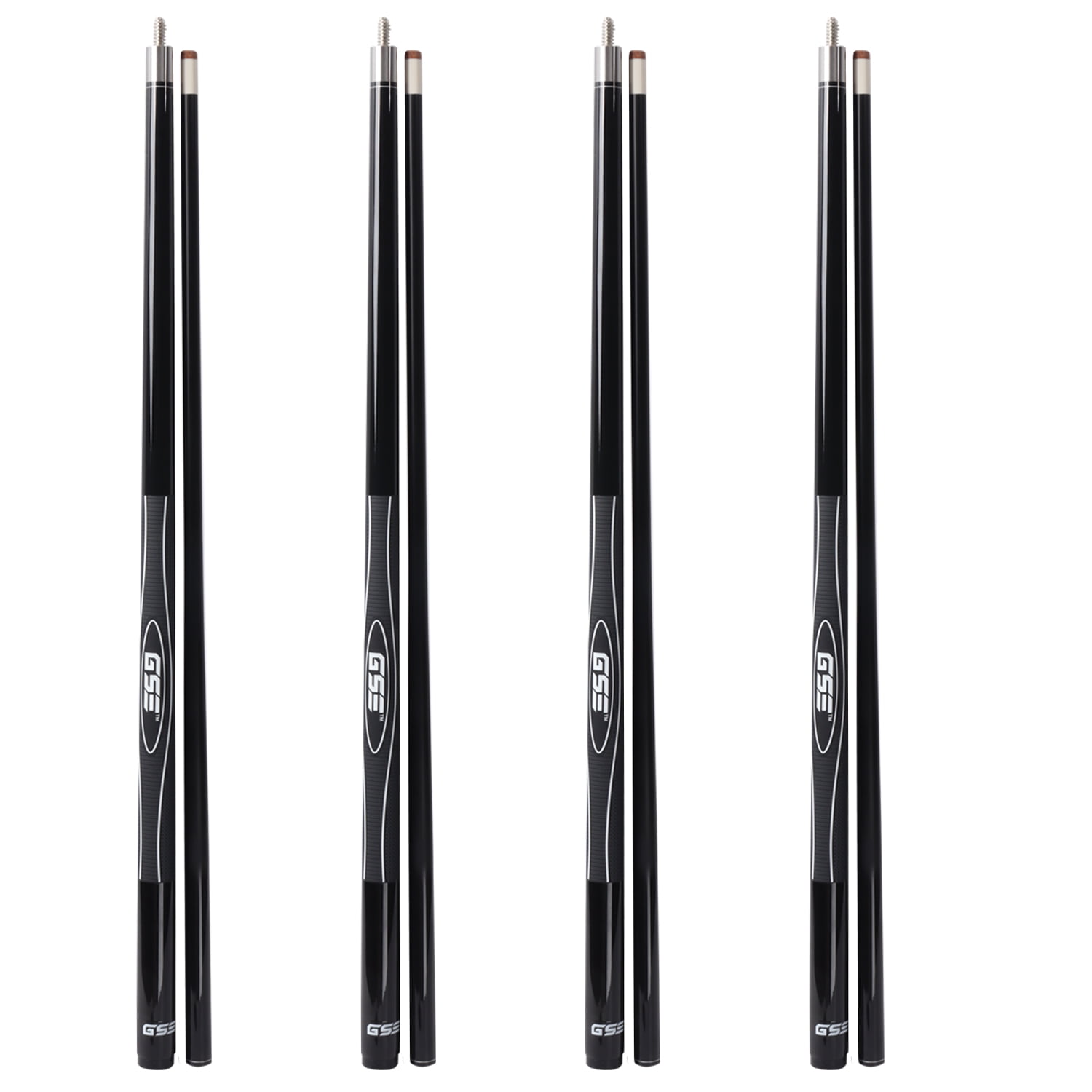 "GSE 58"" 2-Piece Fiberglass Graphite Pool Cue Sticks Set of 4 (18-21oz ...