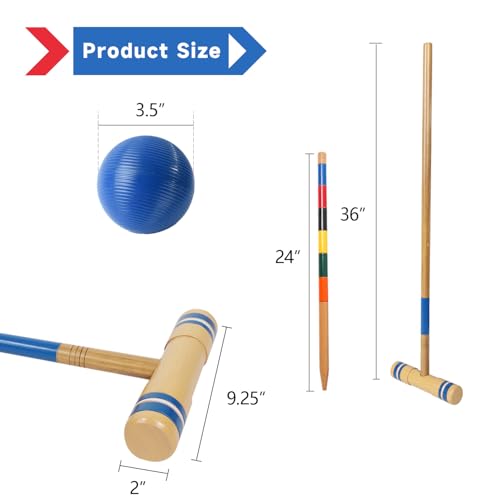GSE Games & Sports Expert Six Player Croquet Set with Wooden Mallets ...