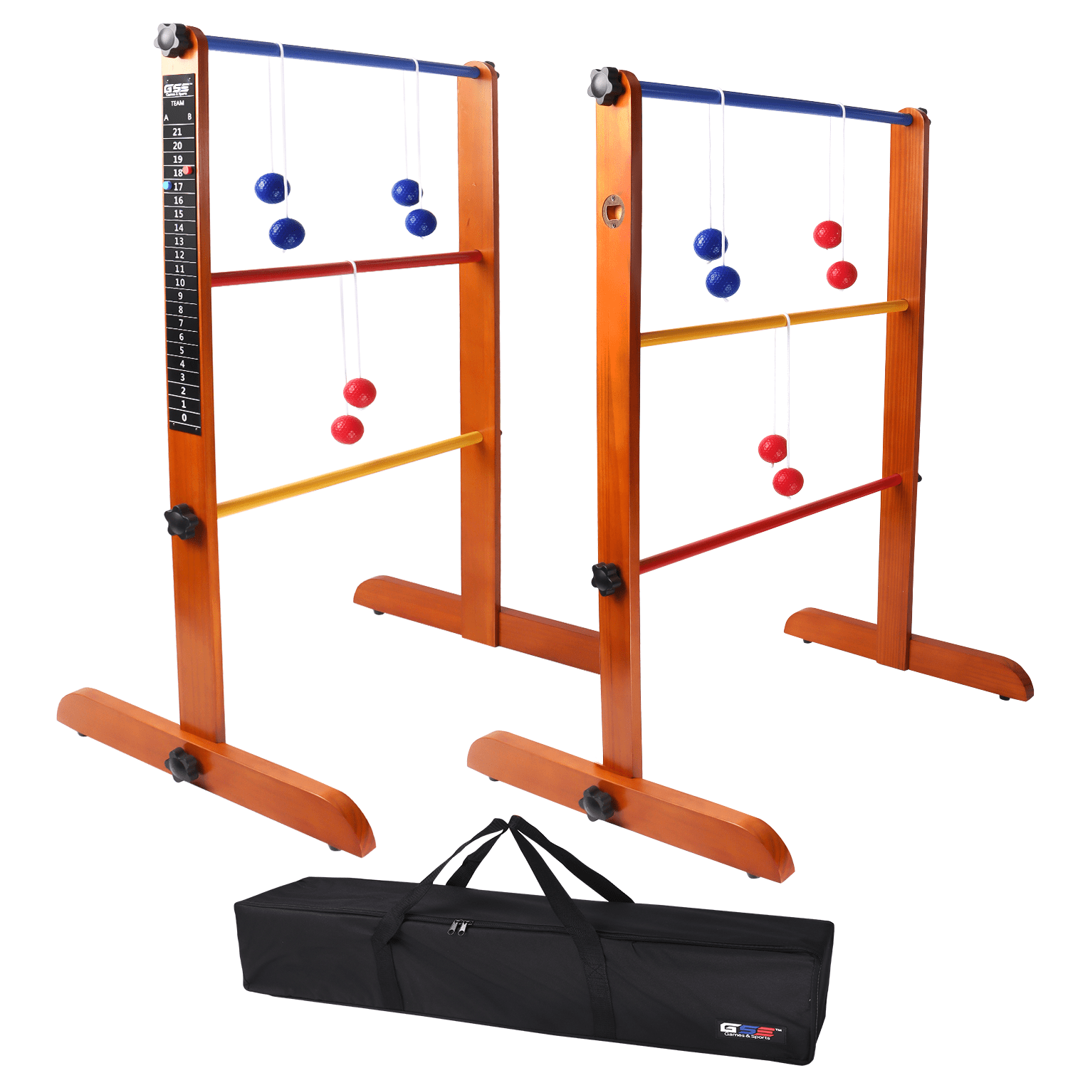 GSE Solid Wood Ladder Ball Toss Game Set with Bolas & Case for Outdoor ...