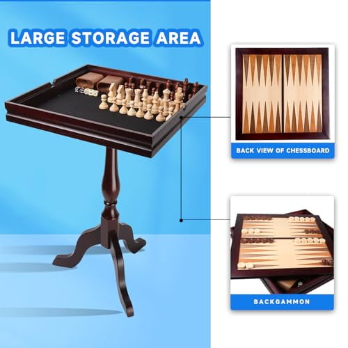 GSE Games & Sports Expert Wooden 3-in-1 Chess Checkers Backgammon Table ...