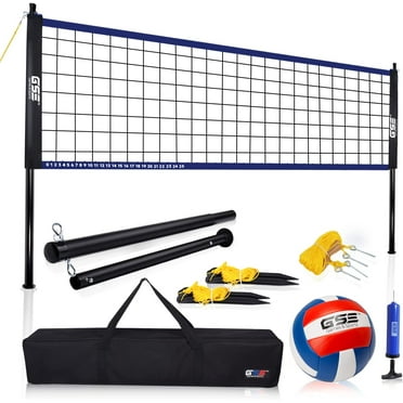 CROSSNET Portable Four-Square Volleyball Game Set with Adjustable ...